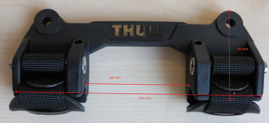 What are the dimensions of the Thule Tour rack brackets?